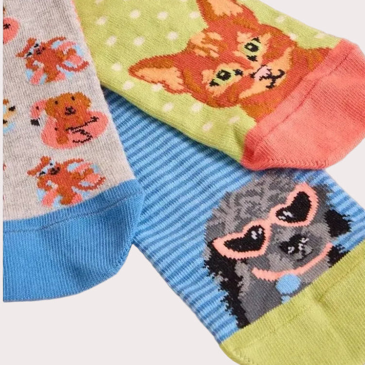 White Stuff 3 Pack Pet Pals Trainer Socks In Blue Multi