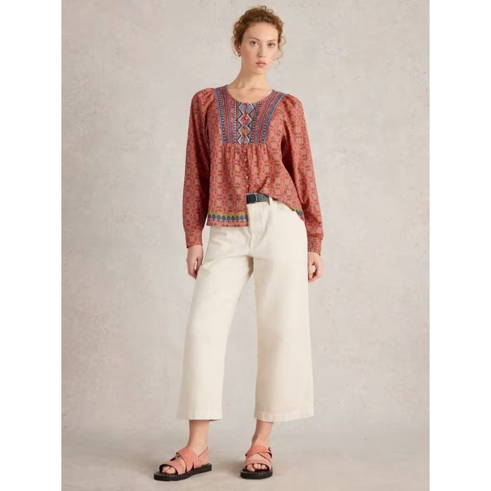 White Stuff Abigail Embroidered Top In Pink Multi