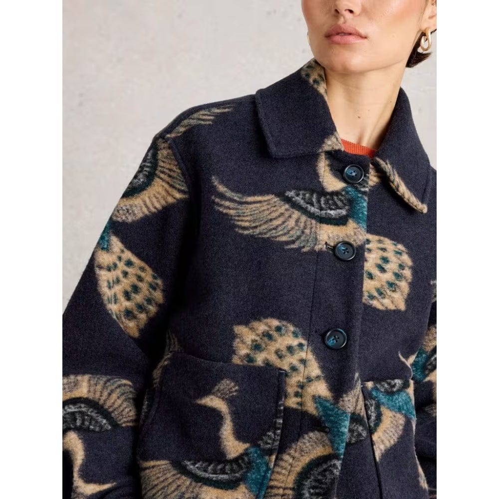 White Stuff Alexa Wool Blend Jacket In Navy Multi