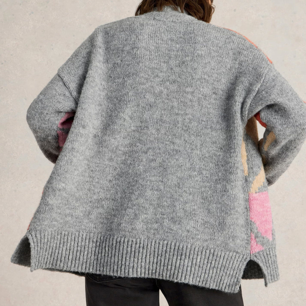White Stuff Louisa Longline Cardi In Grey Multi