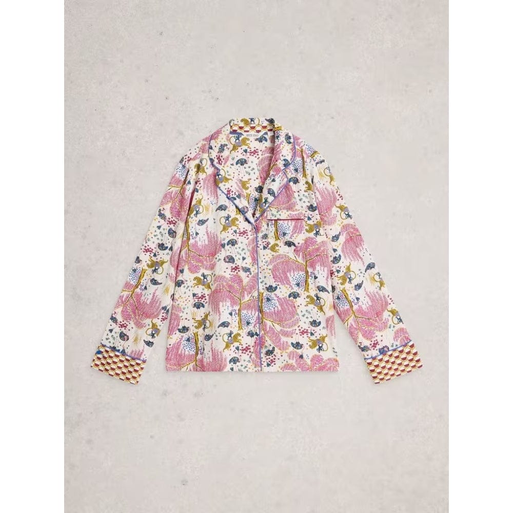 White Stuff Nina Organic PJ Long Sleeve Shirt In Natural Print