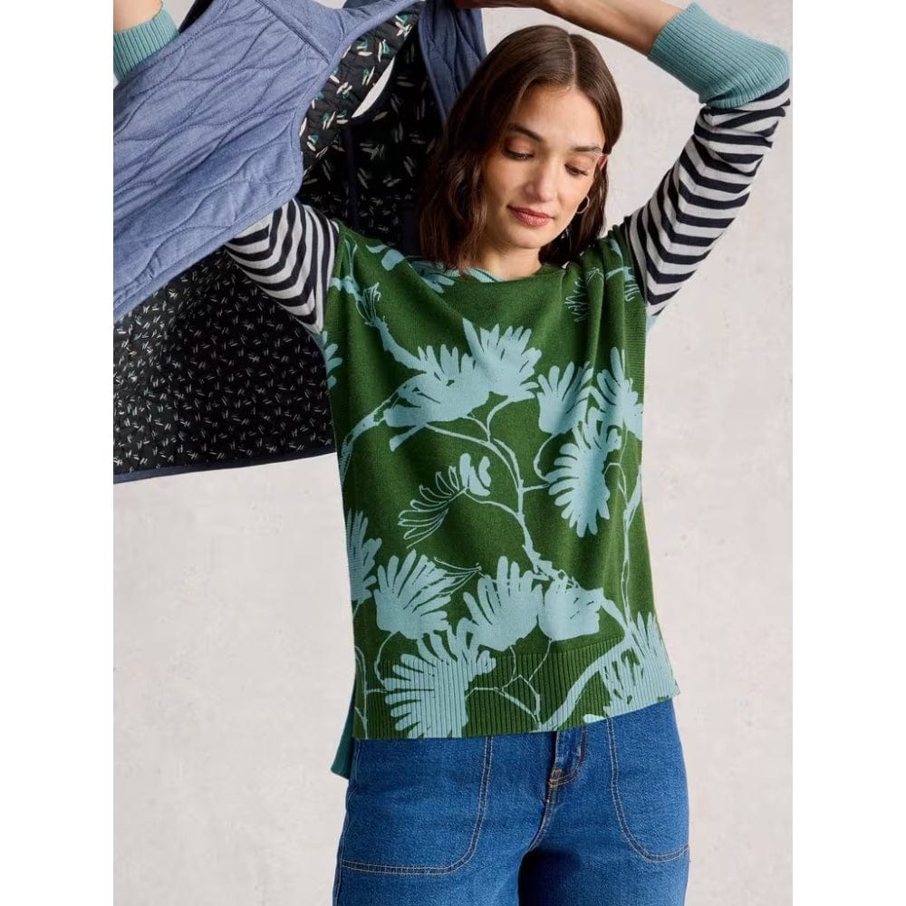 White Stuff Olive Print Jumper In Green Print