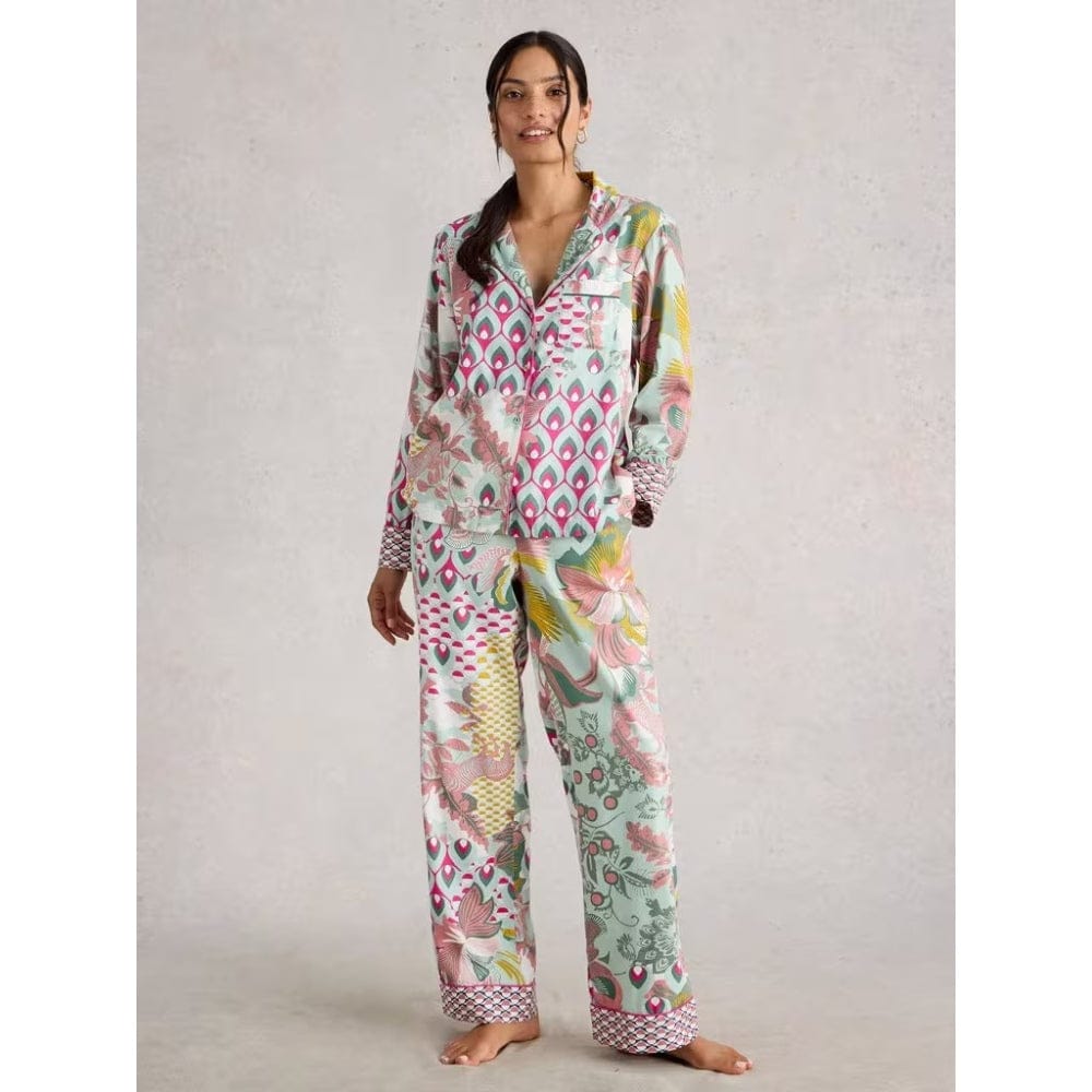 White Stuff Organic Nina PJ Bottom In Green Multi