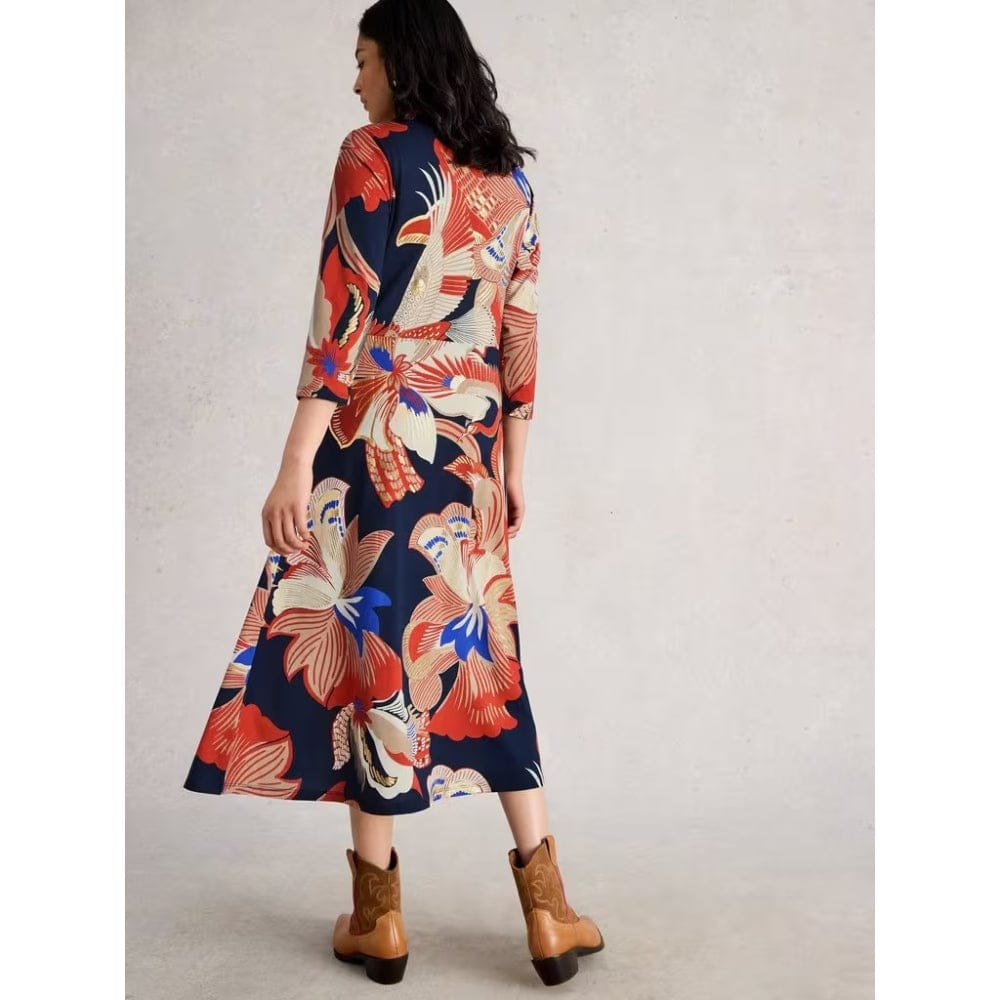 White Stuff Rua Midi Jersey Shirt Dress In Red Multi