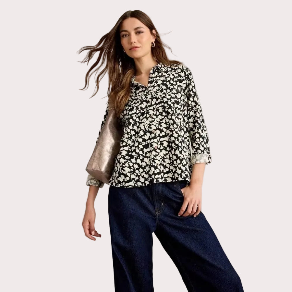 White Stuff Sophie Printed Shirt In Black Print